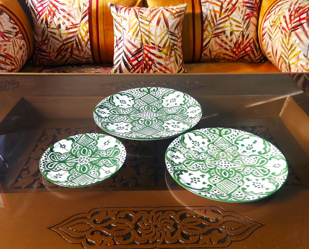 Set of 3 Handmade Moroccan Ceramic Plates-beautiful Ceramic Dishes ...