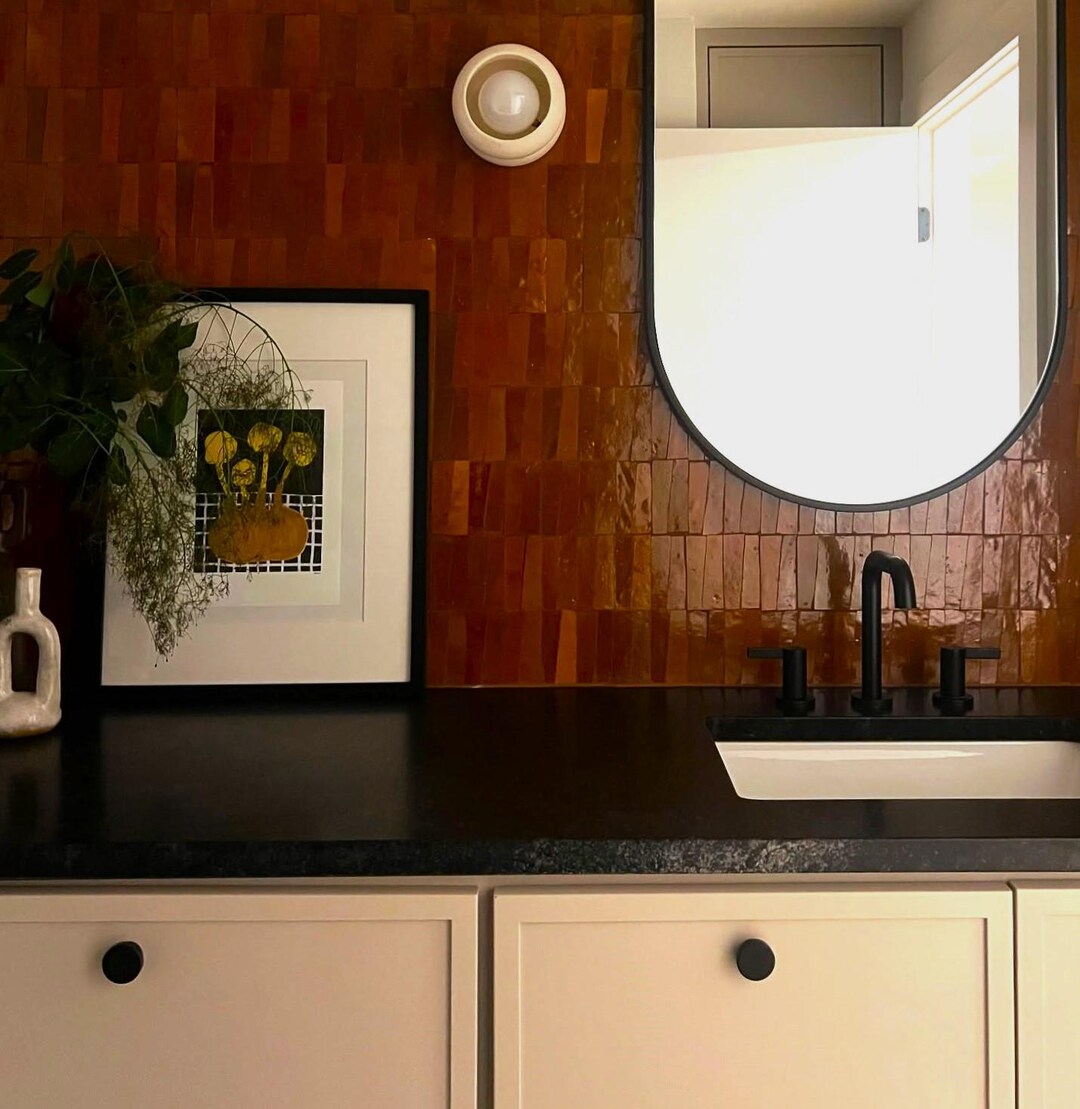 Glazed Brown Trapezoid Mosaic Zellige Tiles–brown Terracotta Tiles ...
