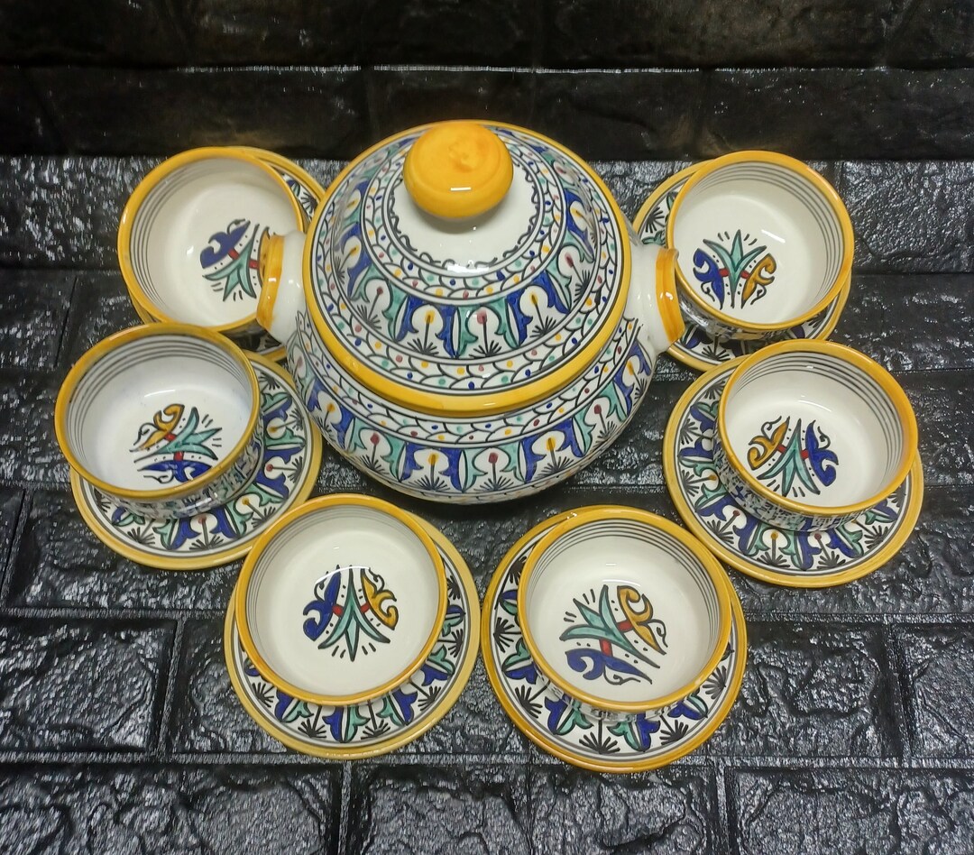 Hand-crafted Moroccan Ceramic Tureen Set-authentic Ceramic - Etsy