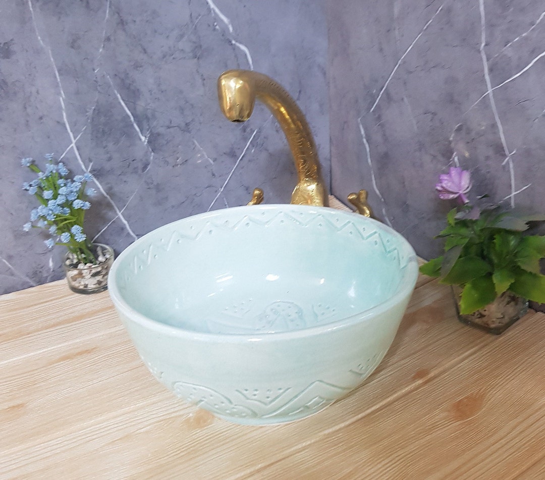 Moroccan Engraved Ceramic Wash Basin-ceramic Oval Sink-bathroom Sink ...