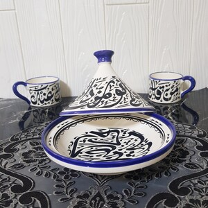 Hand Painted Moroccan Ceramic Tagine-arabic Calligraphy Decorated ...