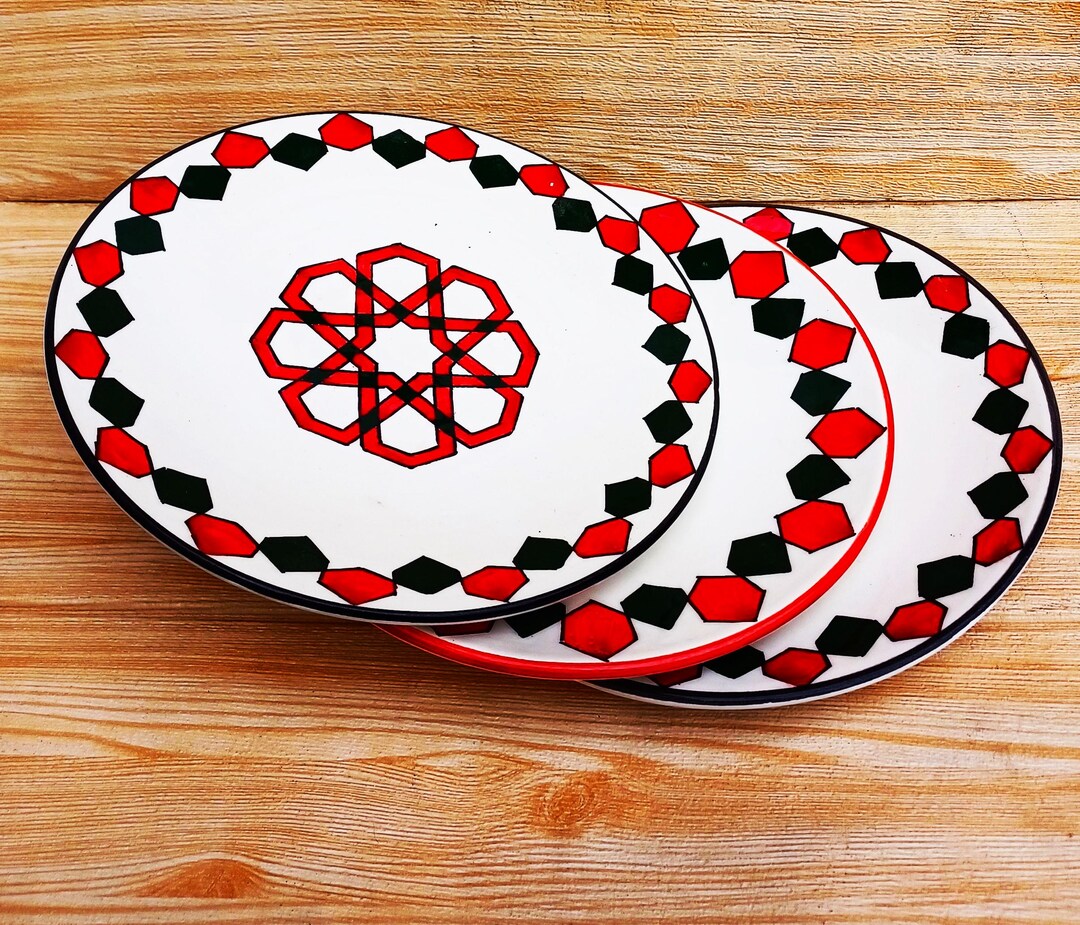 Set of Three Handmade Moroccan Ceramic Plates-pottery Serving Dishes ...