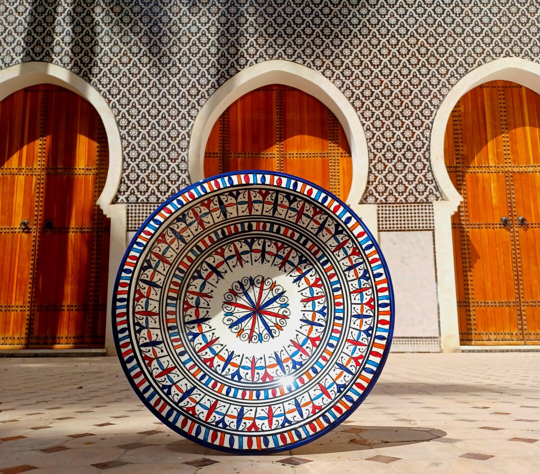 Hand Painted Moroccan Ceramic Plate-ceramic Dish for Meals Serving-home ...
