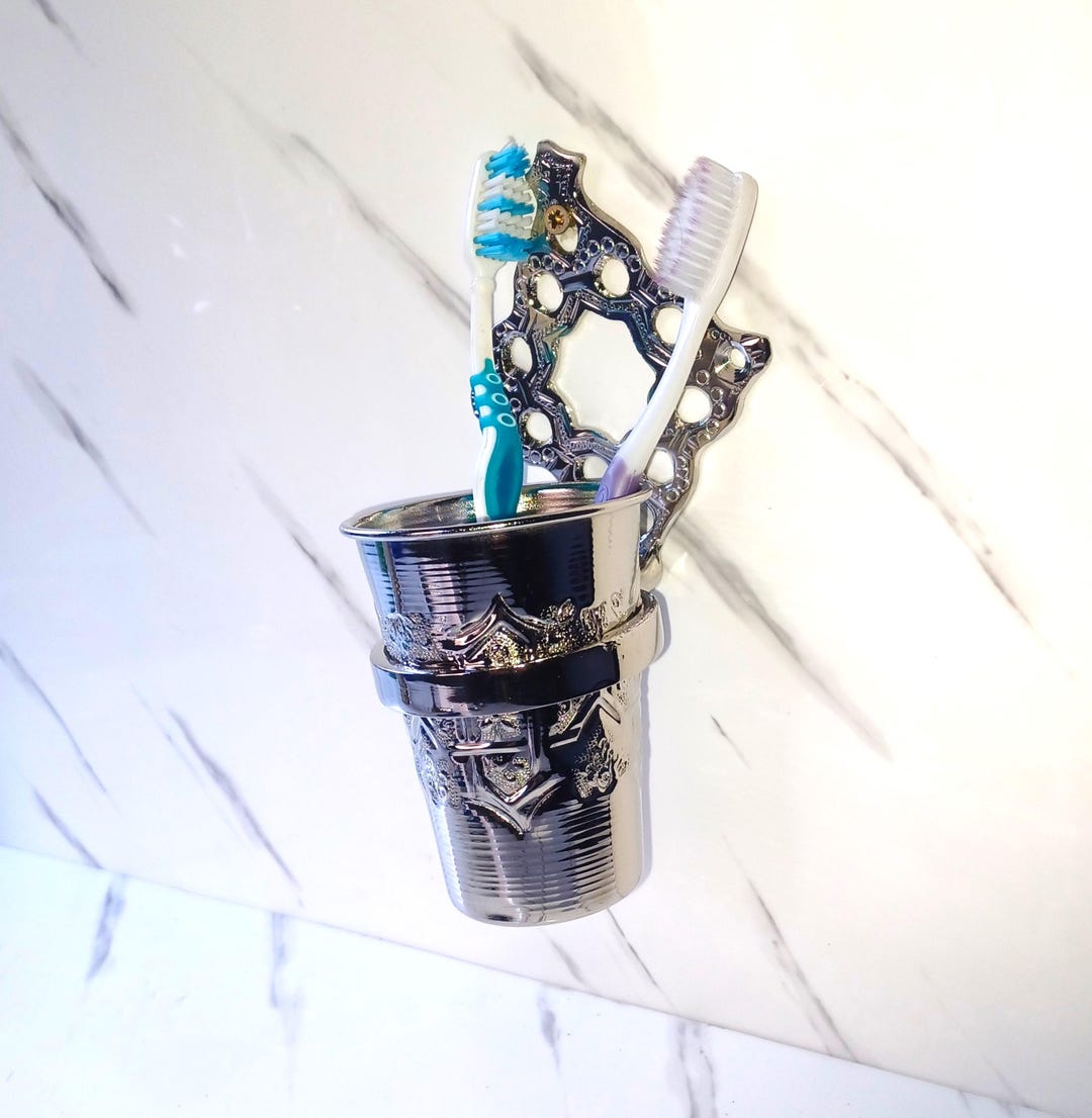 Hand-carved Silver Nickel Plated Brass Toothbrush Holder-makeup Brushes ...