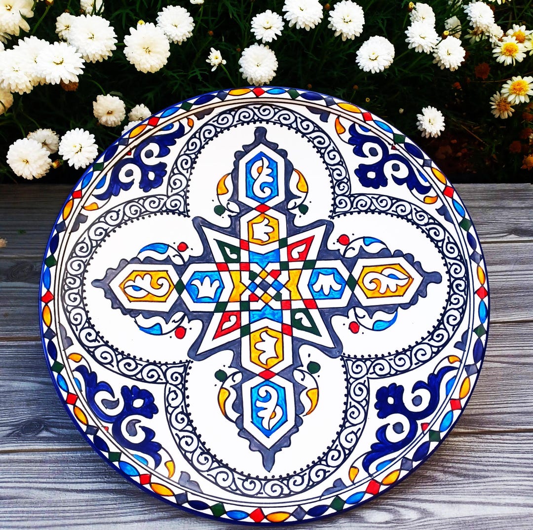 Hand Painted Moroccan Ceramic Plate-ceramic Dish for Meals Serving-home ...
