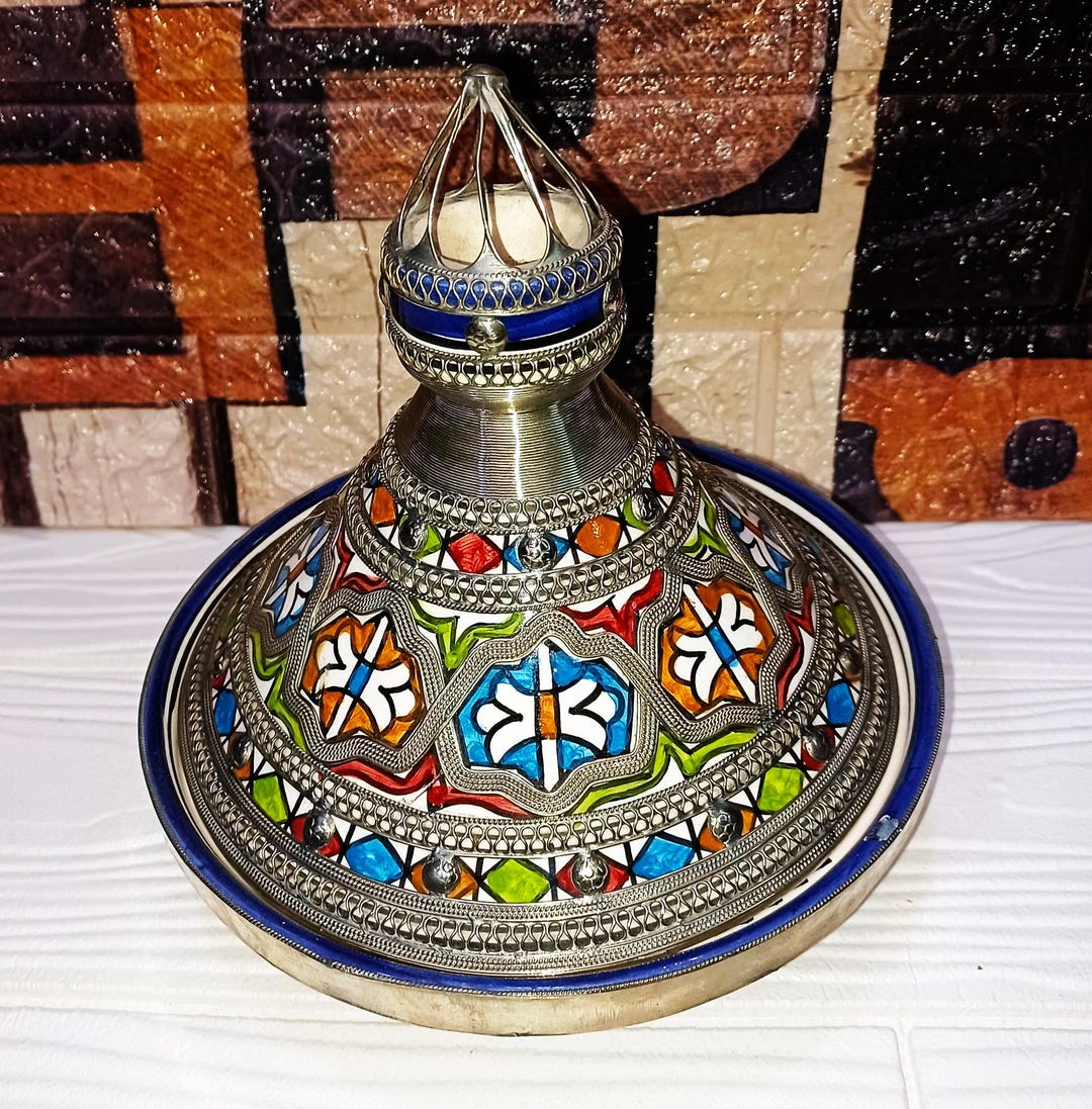 Ceramic Tagine Inlaid With Silver Nickel for Serving Meals-unique ...