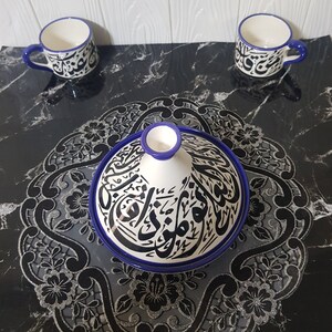 Hand Painted Moroccan Ceramic Tagine-arabic Calligraphy Decorated ...