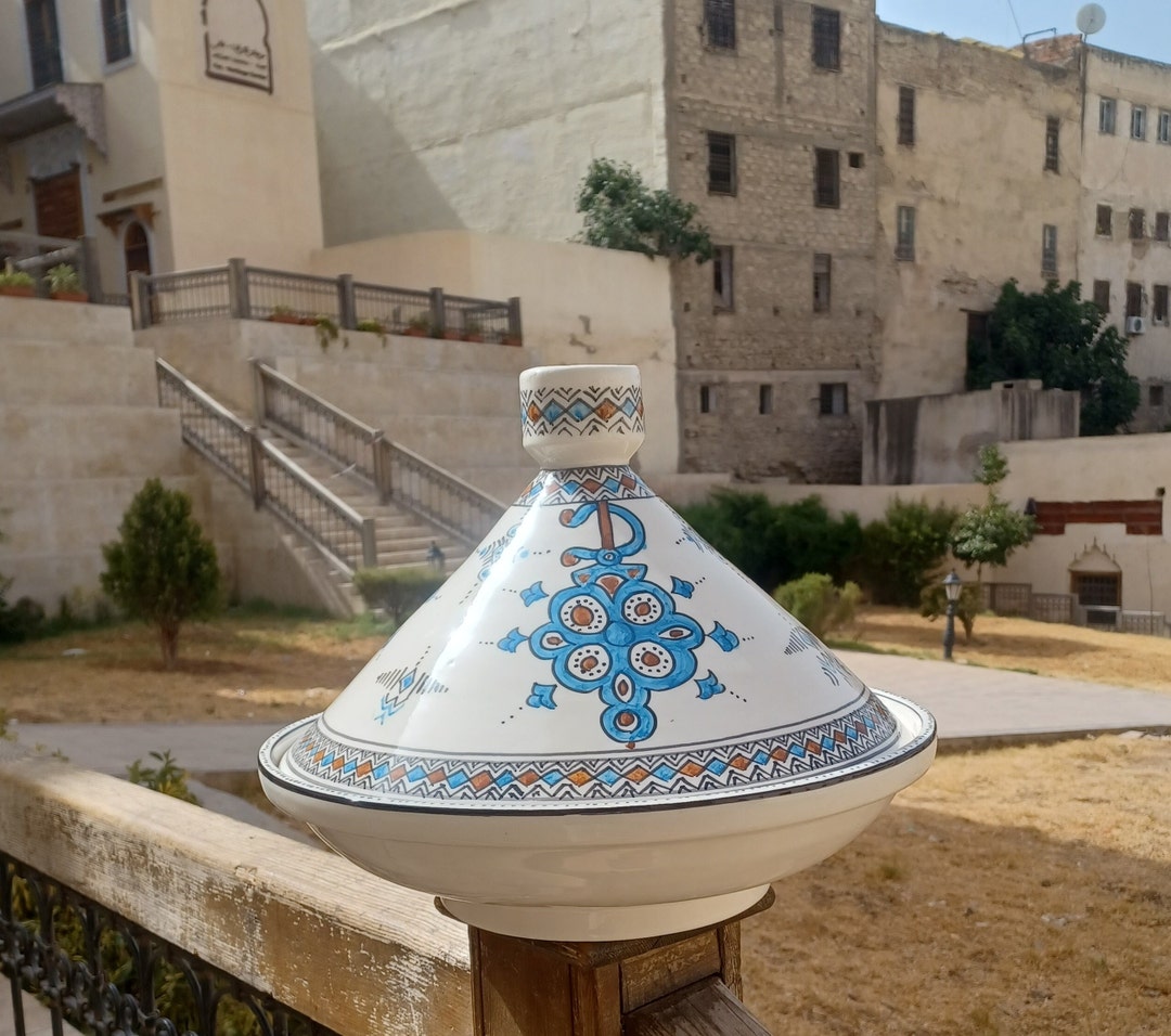 35cm Handmade Moroccan Ceramic Tagine-traditional Pottery Serving Dish ...