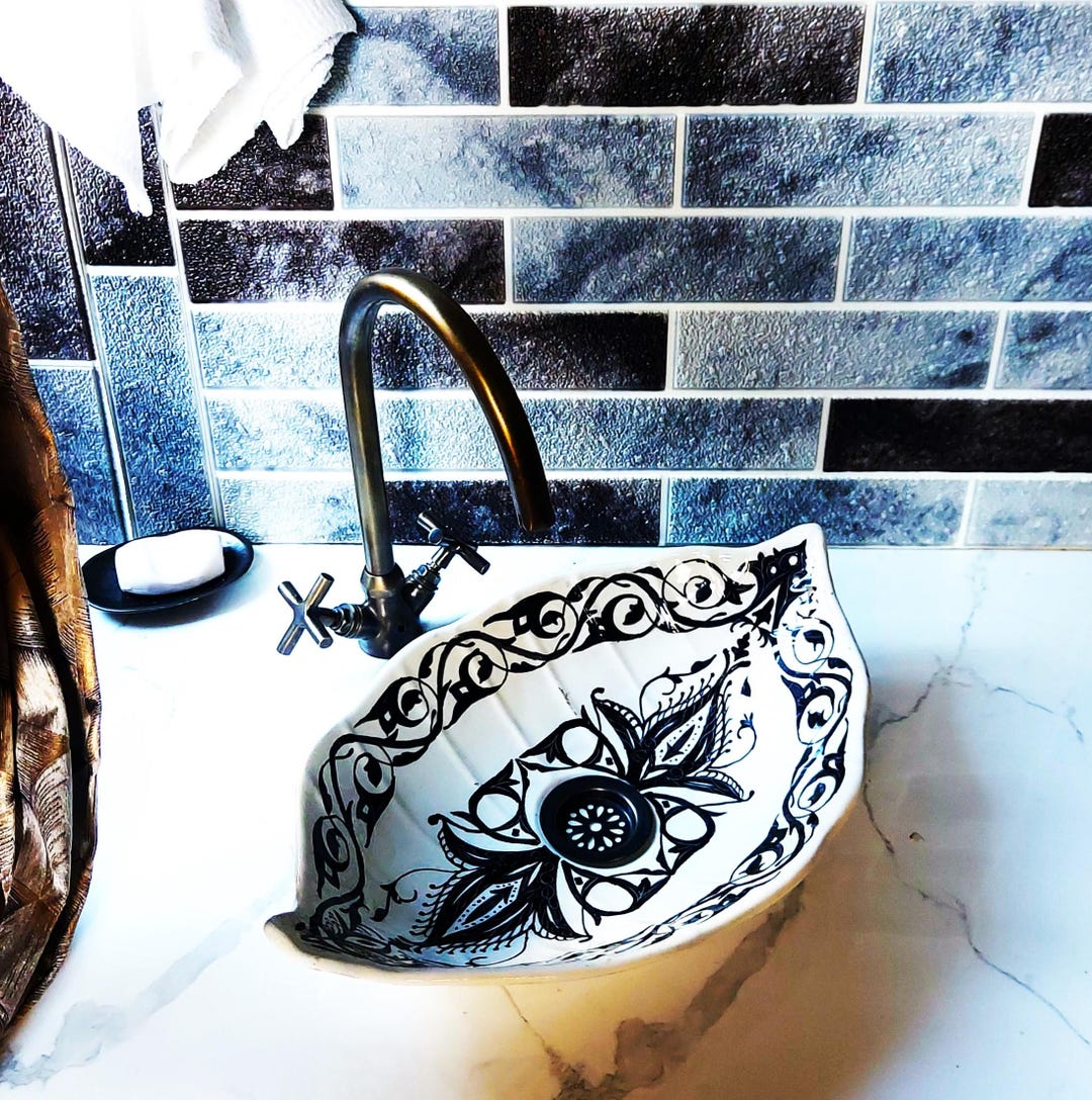 Oval Leaf-shaped Ceramic Sink-moroccan Ceramic Wash Basin-oval Leaf Tub ...
