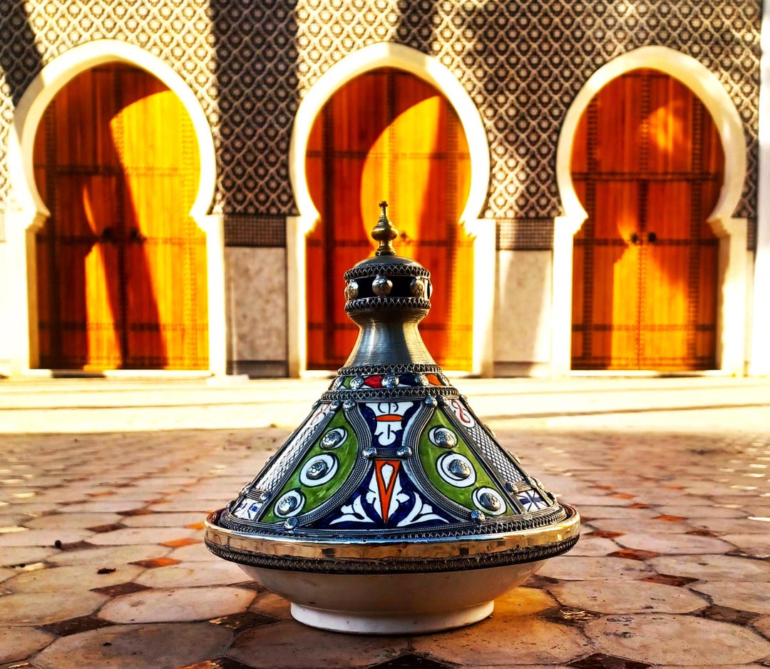 Ceramic Tagine Inlaid With Silver Nickel for Serving Meals-unique ...