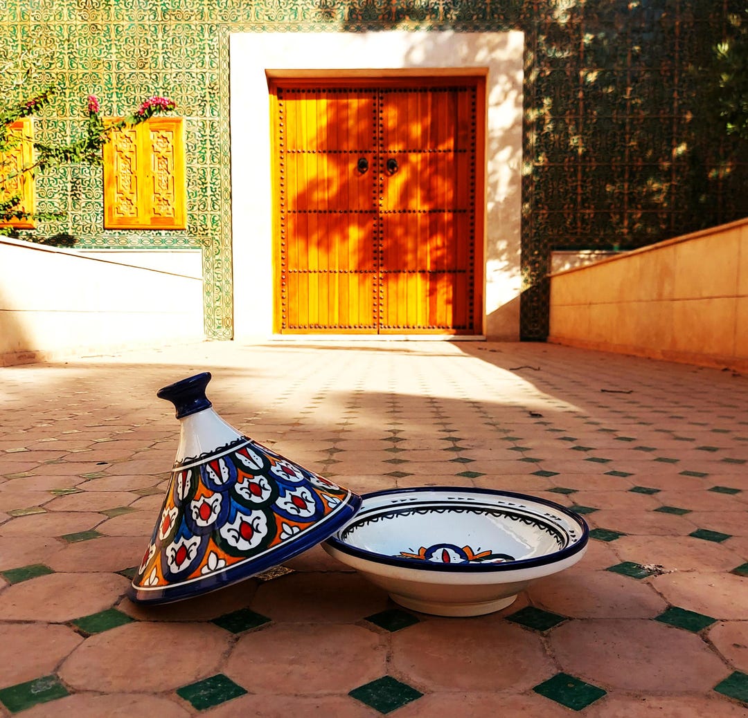 Hand Painted Moroccan Ceramic Tagine-pottery Serving Tagine-unique ...