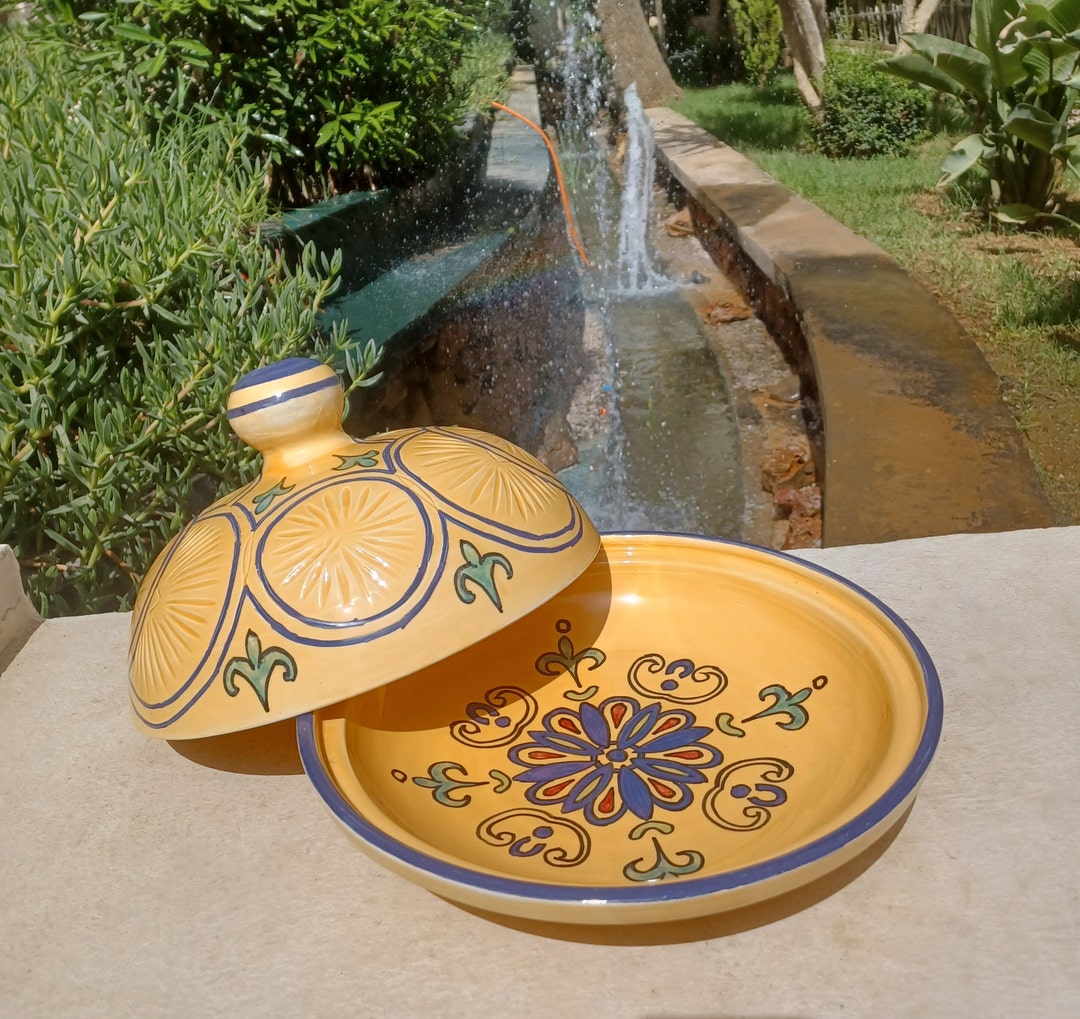 An Exclusive 30CM Engraved Moroccan Ceramic Tagine-authentic Rustic ...