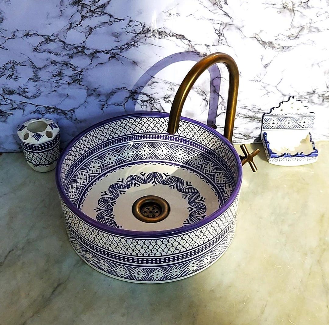 Hand Painted Ceramic Wash Basin-moroccan Ceramic Sink-bathroom Sink ...