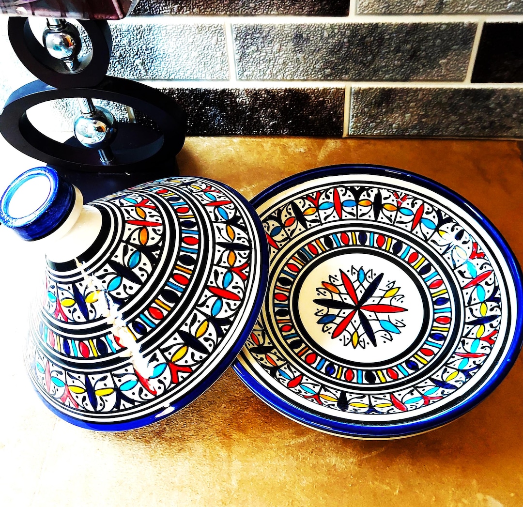 Moroccan Ceramic Serving Tagine-traditional Pottery Tagine-hand Painted ...