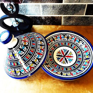 Moroccan Ceramic Serving Tagine-traditional Pottery Tagine-hand Painted ...