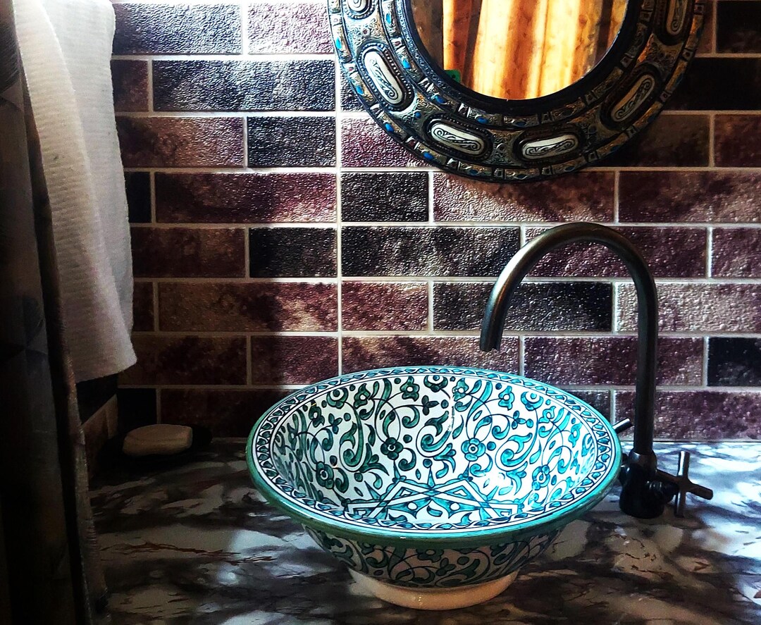 Moroccan Ceramic Wash Basin-handmade Ceramic Sink-bathroom Sink-clay ...
