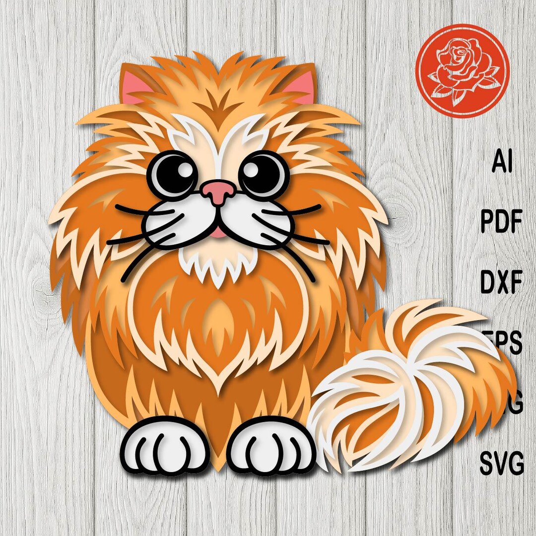 Layered Cat SVG Fluffy Orange Tabby Kitten Paper Cut File for Cricut - Etsy