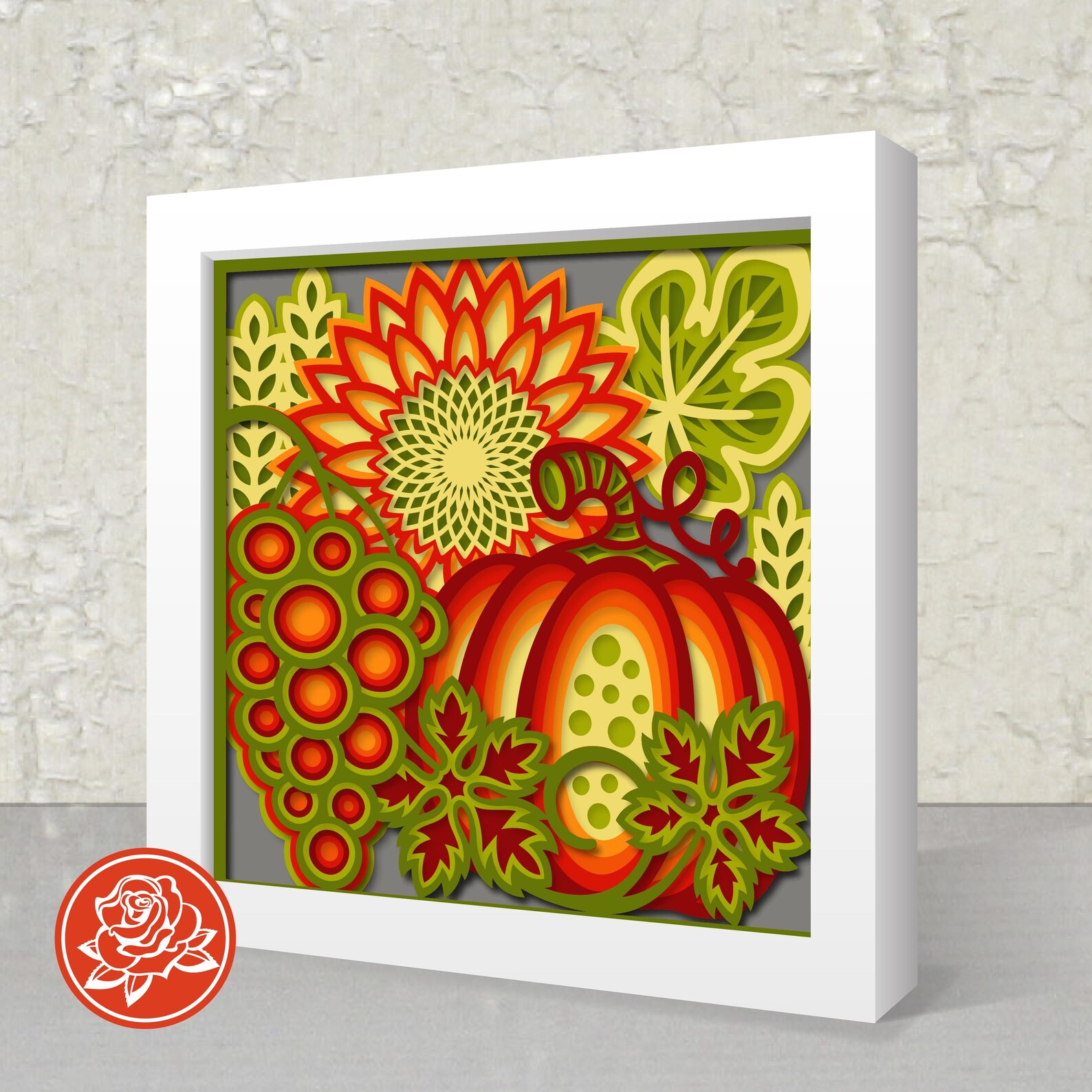 3d Fall Autumn and Pumpkin Shadow Box SVG - Etsy