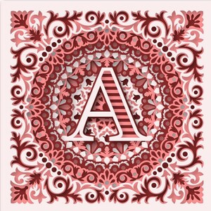 Monogram Mandala Layered Shadowbox Template SVG, Swirl Ornament ...