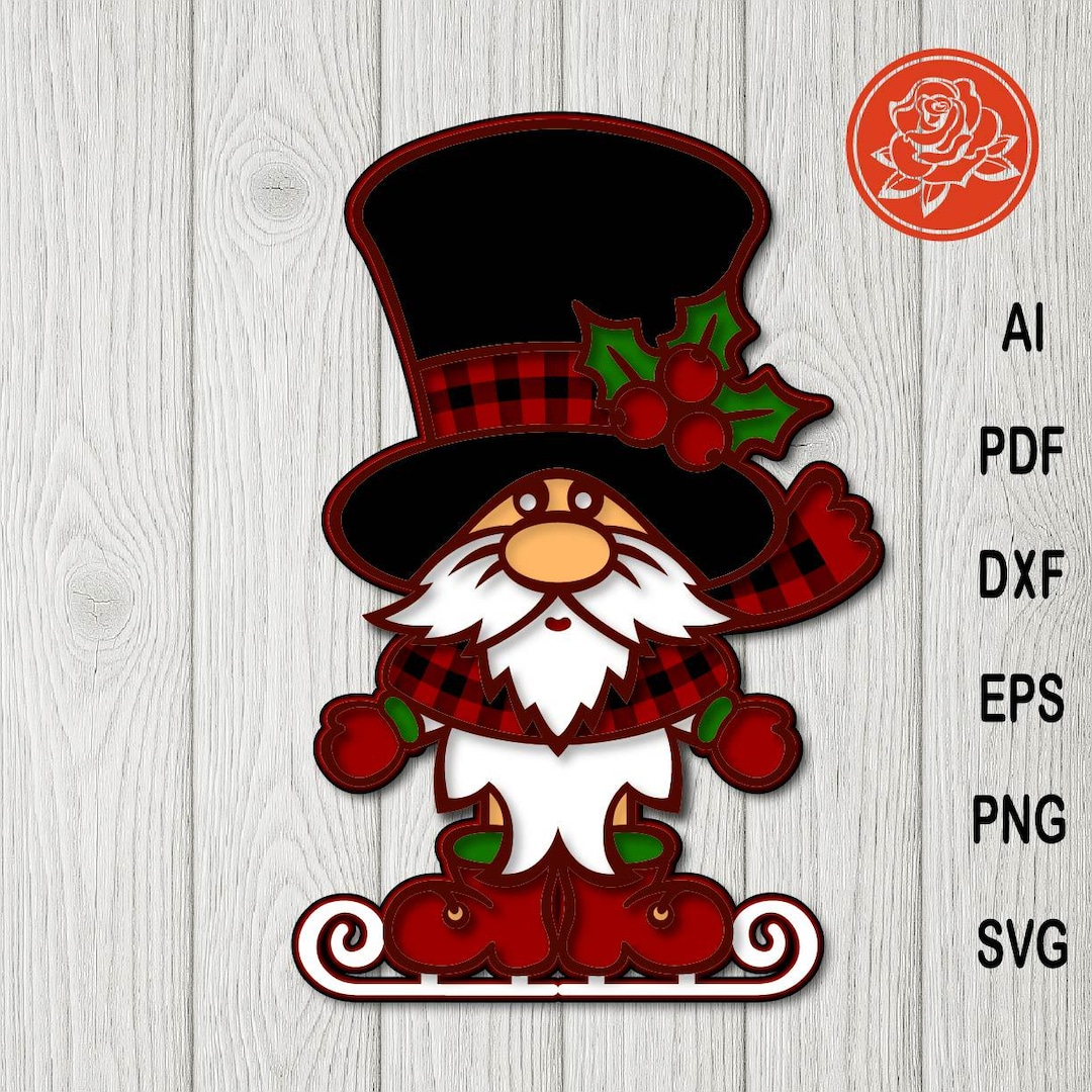Ice Skating Gnome SVG: Layered Winter Sports Cricut Cut File (digital ...