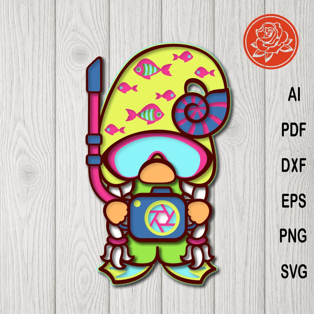 Scuba Diver Gnome SVG: Girl Snorkeler Cut File (digital Download) - Etsy