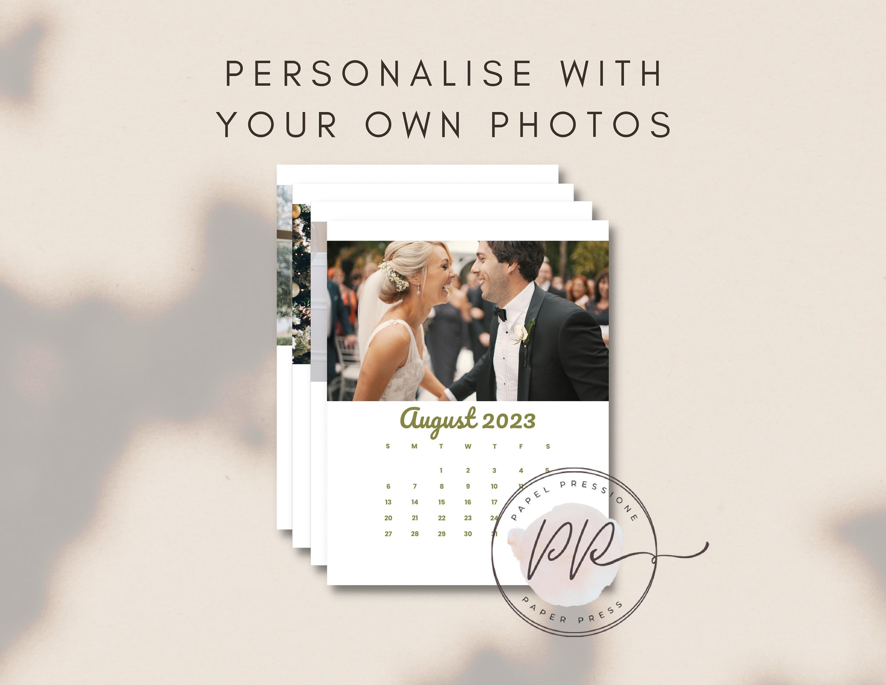 2023 Photo Calendar With Top Border, 2023 Desk Calendar Template ...