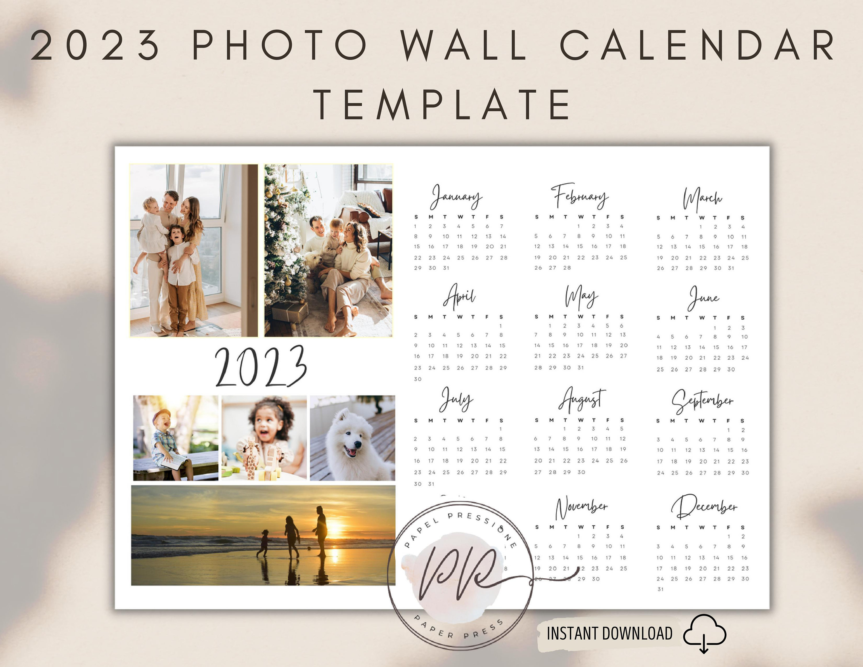 2023 Photo Wall Calendar, Landscape, 2023 Wall Calendar Template ...