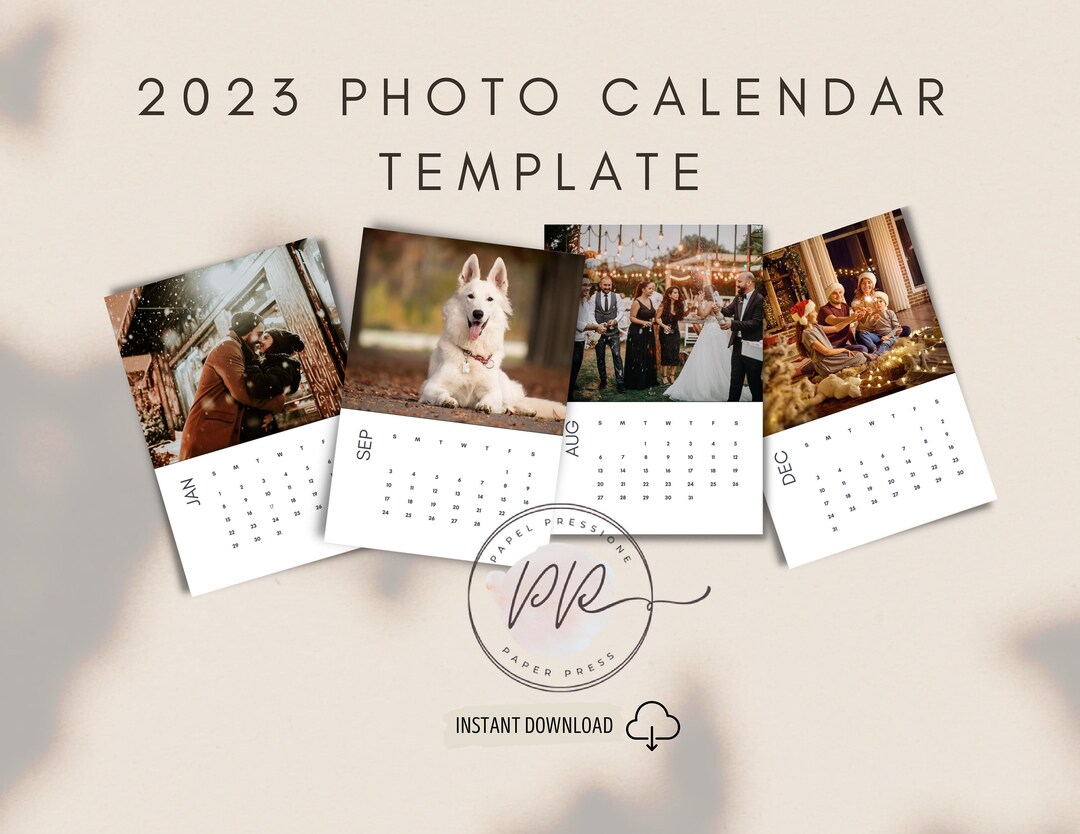 2023 Photo Calendar Template, 2023 Desk Calendar Template, Editable ...