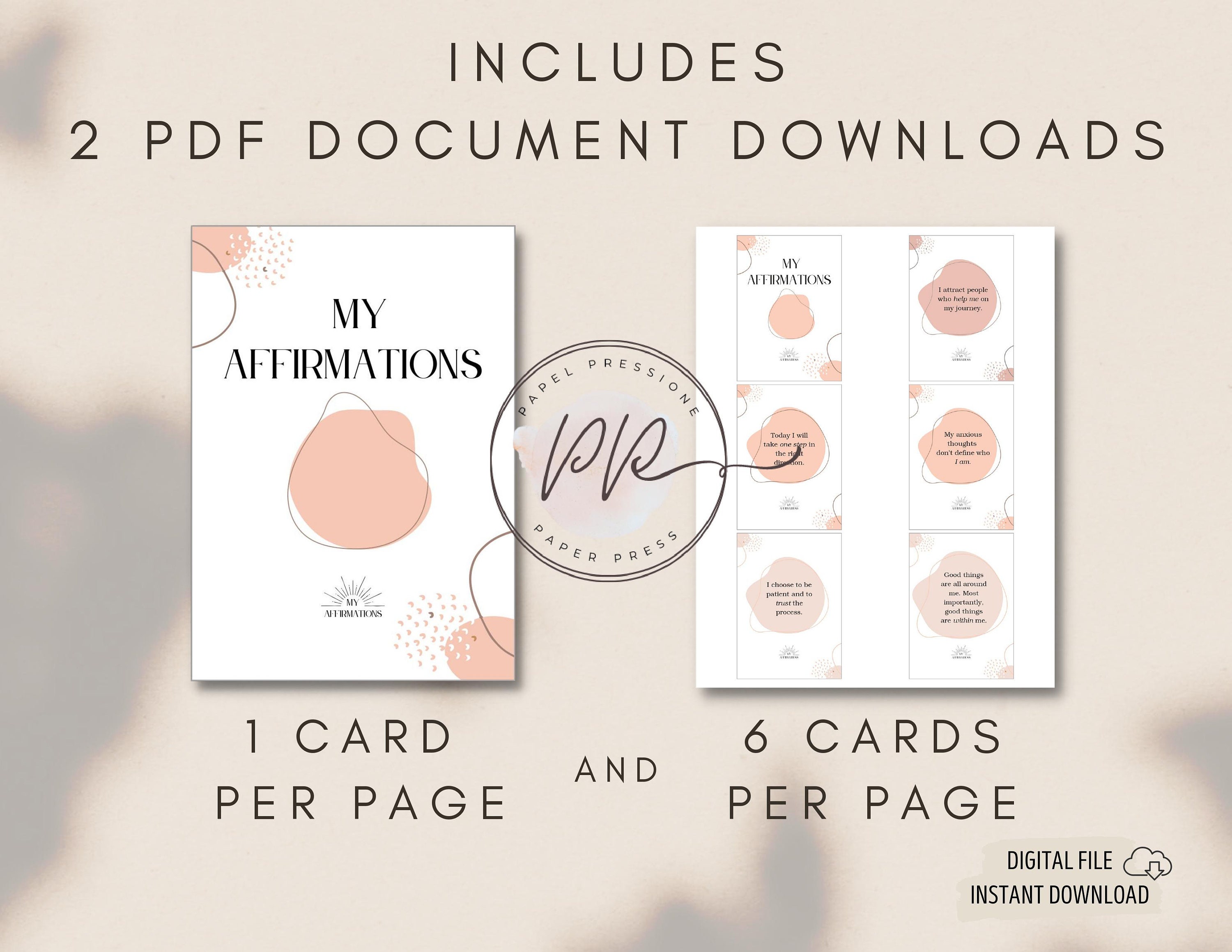 75 Daily Affirmation Cards, Digital Download, Affirmation Deck ...