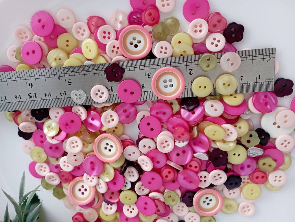 500 Psc, Assorted Color Baby Pink Buttons, Mixed Buttons, Tiny Button ...