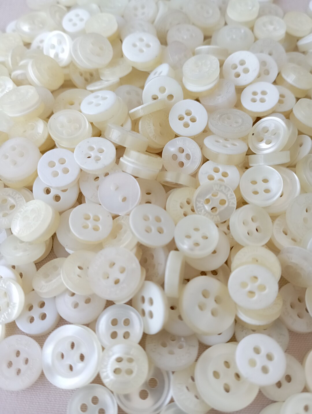 200 Psc, 8mm, 9mm or 10mm Mixed Buttons, Tiny White Tones Buttons ...