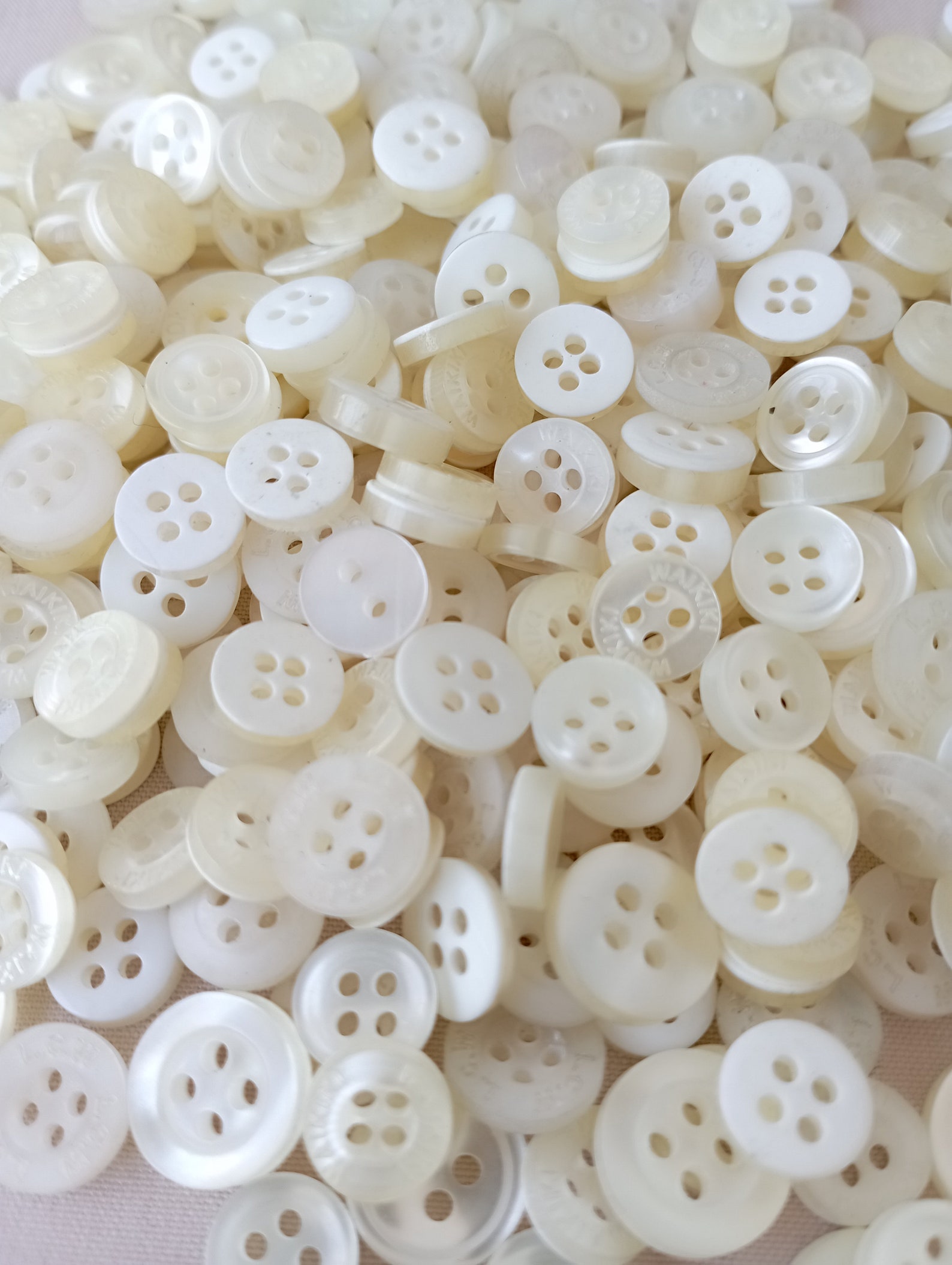 200 Psc, 8mm, 9mm or 10mm Mixed Buttons, Tiny White Tones Buttons ...
