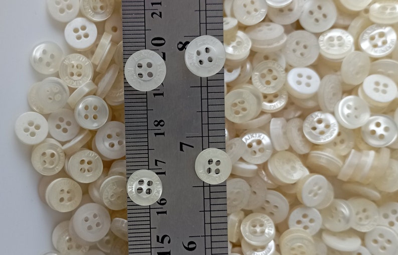 200 Psc, 8mm, 9mm or 10mm Mixed Buttons, Tiny White Tones Buttons ...