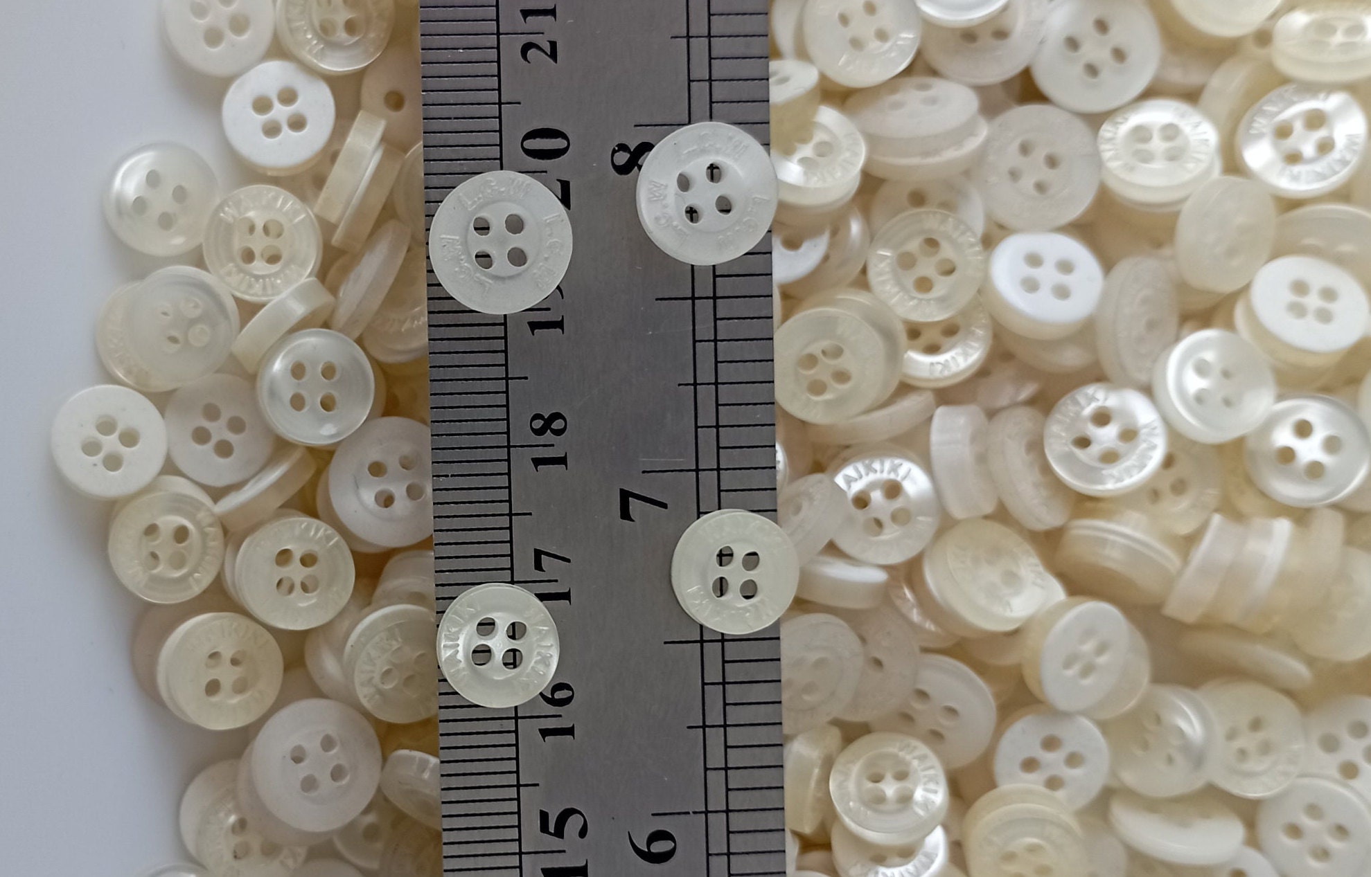 200 Psc, 8mm, 9mm or 10mm Mixed Buttons, Tiny White Tones Buttons ...