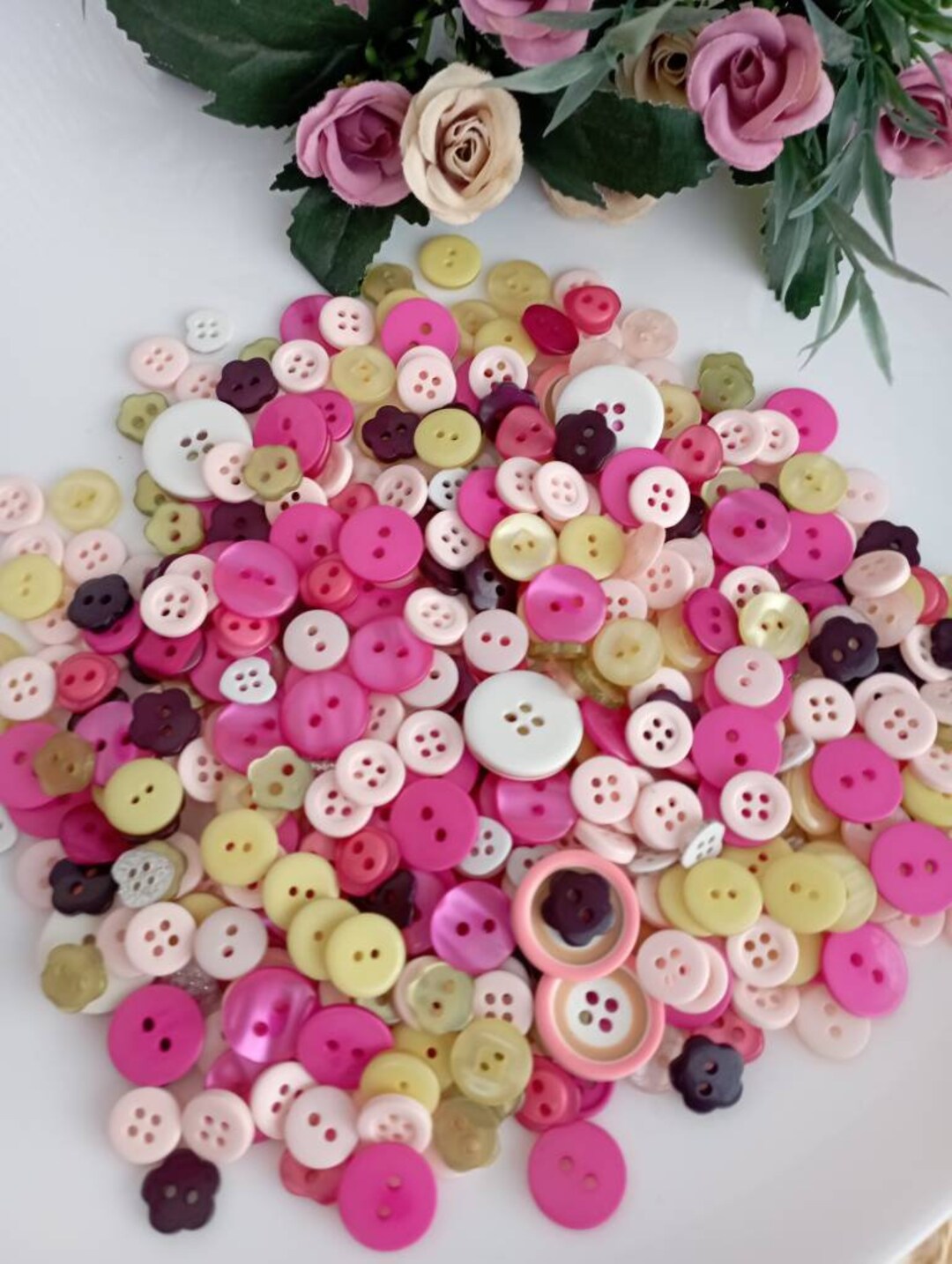 500 Psc,baby Pink Buttons, Mixed Buttons, Pink Buttons, Tiny Button ...
