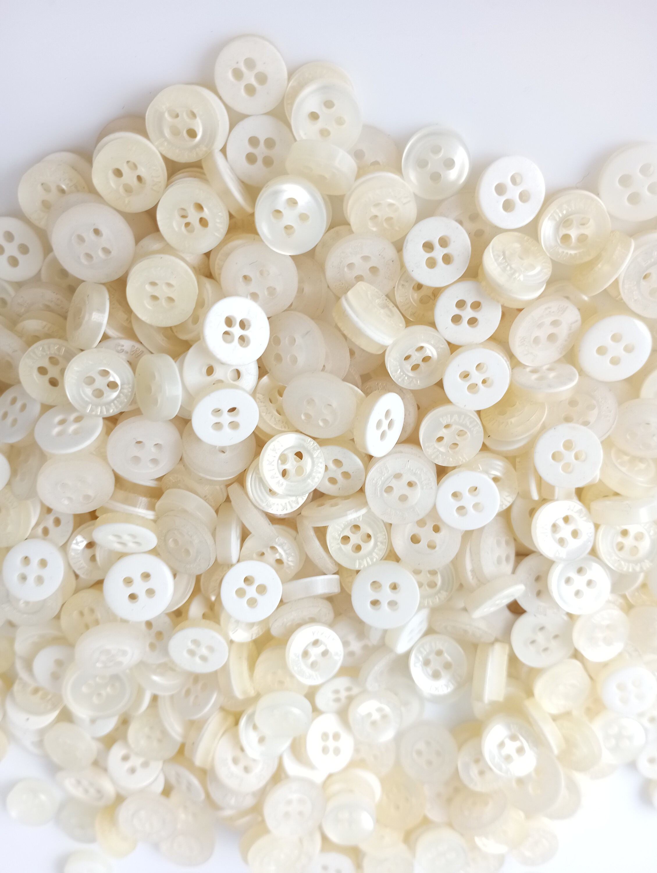 200 Psc, 8mm, 9mm or 10mm Mixed Buttons, Tiny White Tones Buttons ...