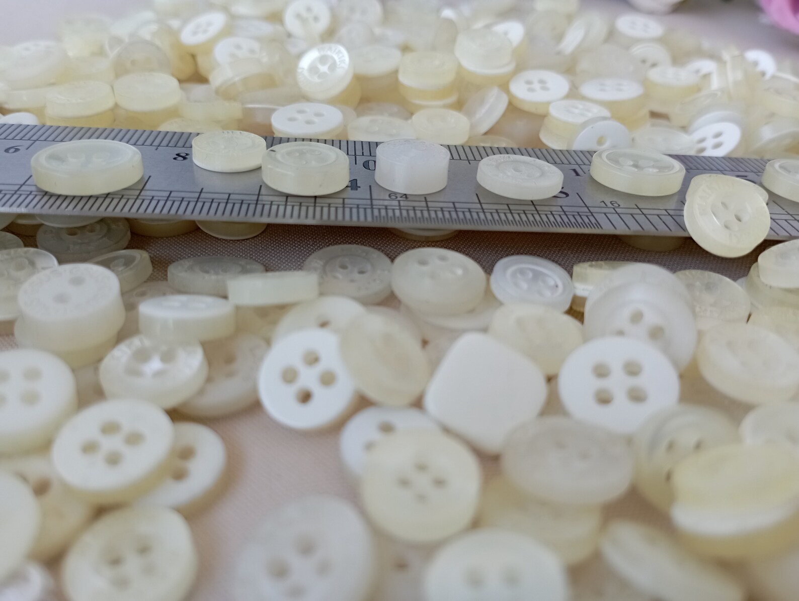 200 Psc, 8mm, 9mm or 10mm Mixed Buttons, Tiny White Tones Buttons ...