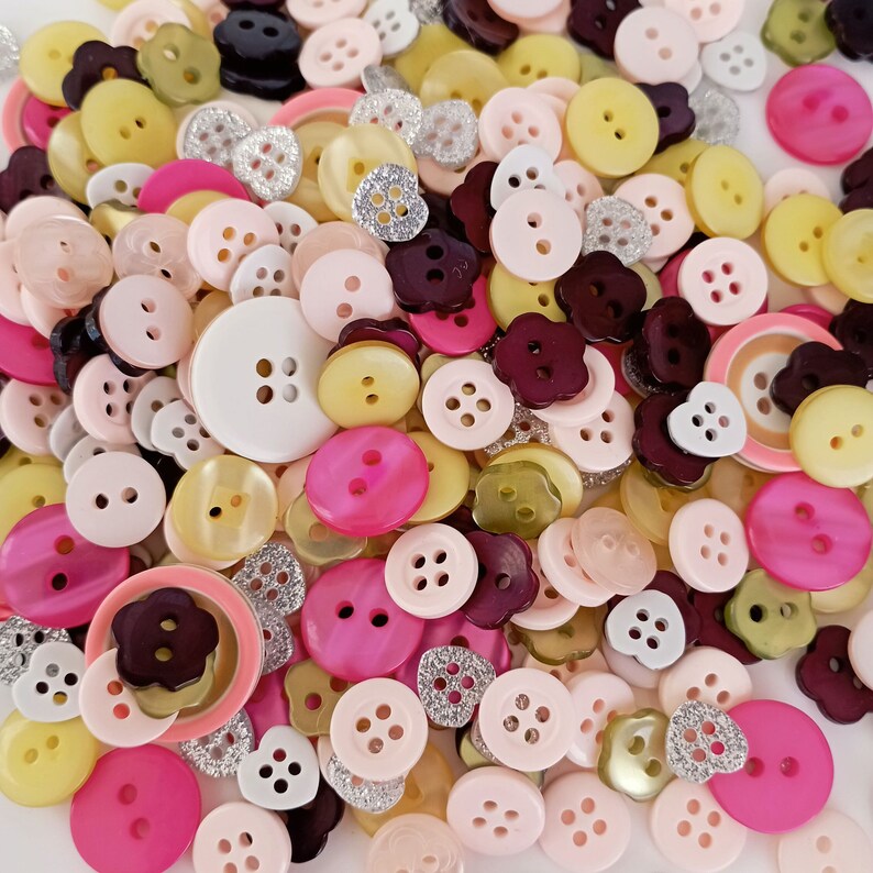 500 Psc, Assorted Color Baby Pink Buttons, Mixed Buttons, Tiny Button ...