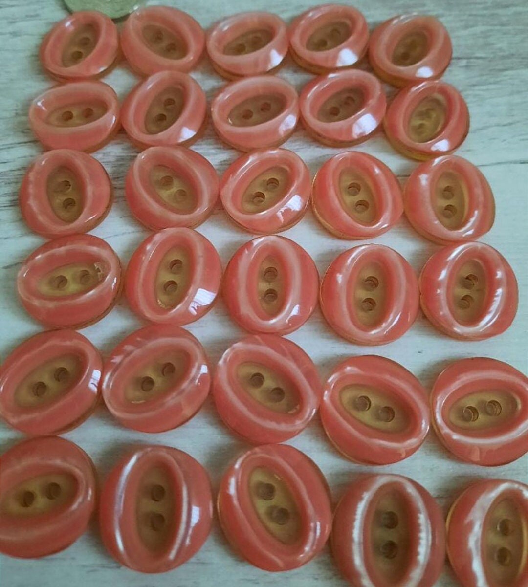 1970's 80's Buttons, Antique Buttons, Peach Color Vintage Buttons, Old ...