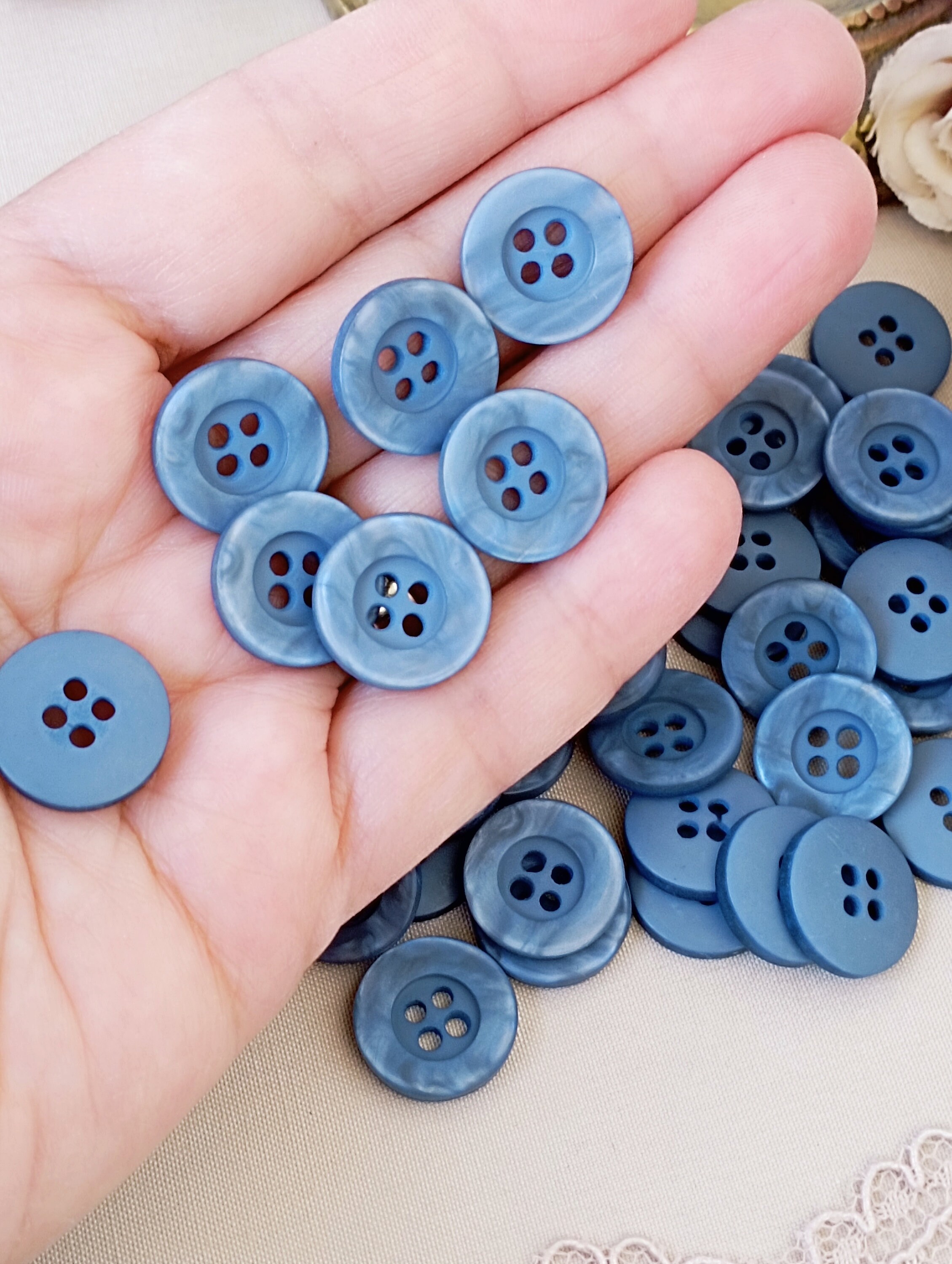16 Mm, Set of 10 Buttons, Ombre Buttons Blue Textured Design, 16 Mm ...