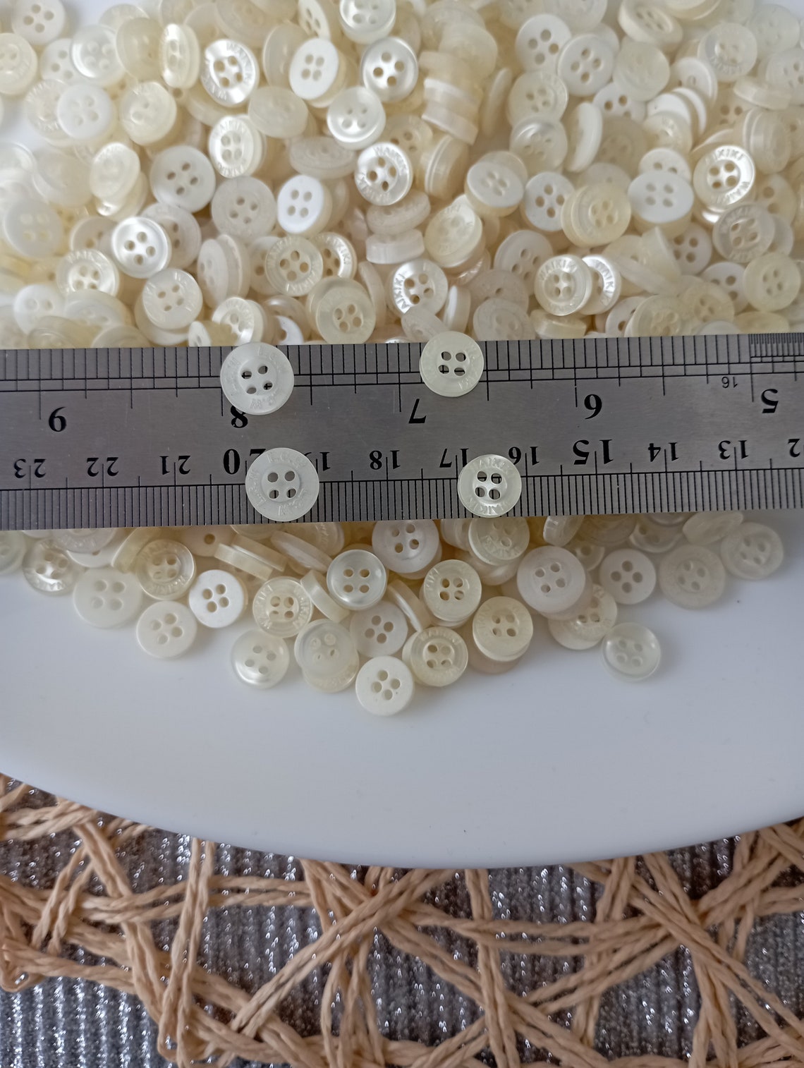 200 Psc, 8mm, 9mm or 10mm Mixed Buttons, Tiny White Tones Buttons ...