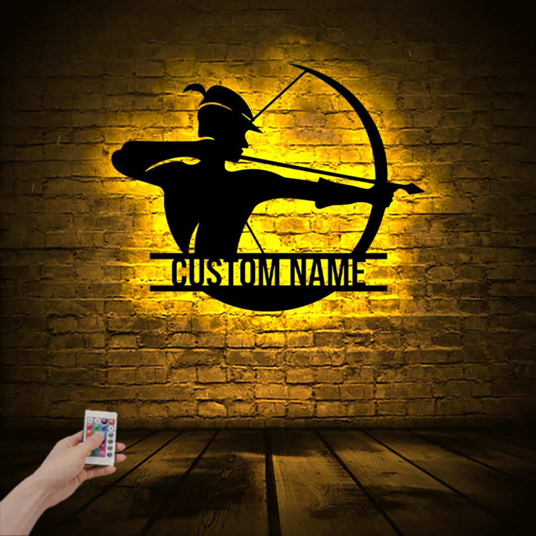 Custom Archery Sign With Rgb Led Light, Custom Archery Wooden Wall ...