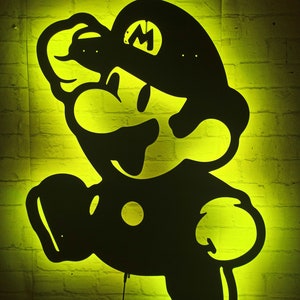 Mario Game Chracter Lighted up Wall Art With RGB Color Changing Led ...