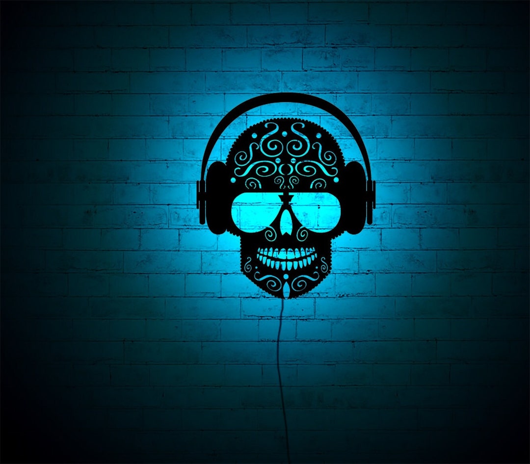 RGB LED Sugar Skull Wall Art: Color Changing Wood Decor - Etsy