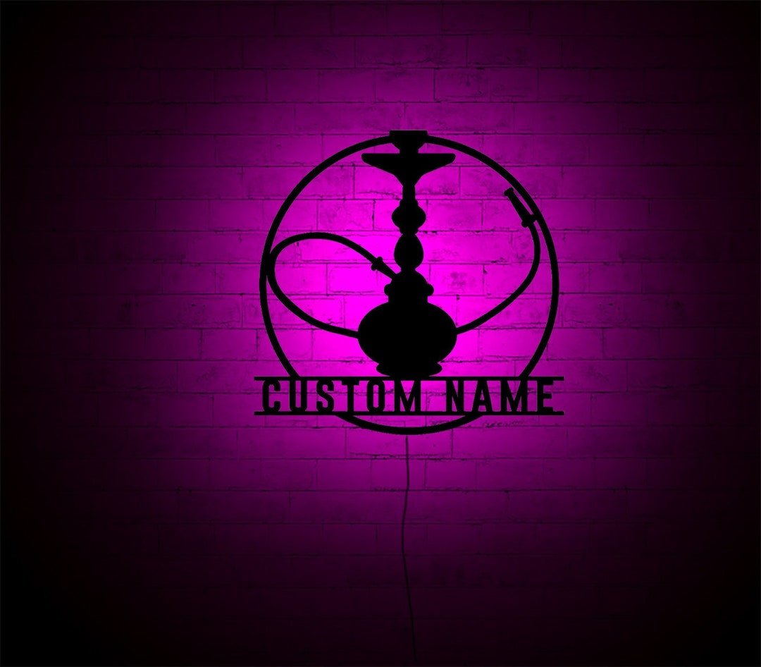 Custom Shisha Hookah Wall Art With RGB Color Changing Led, Wood Wall ...