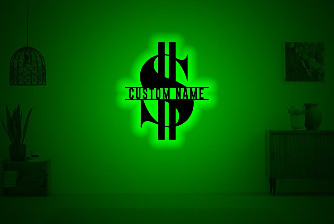 Personalized Dollar Sign LED Wall Art: Accountant Office Decor - Etsy