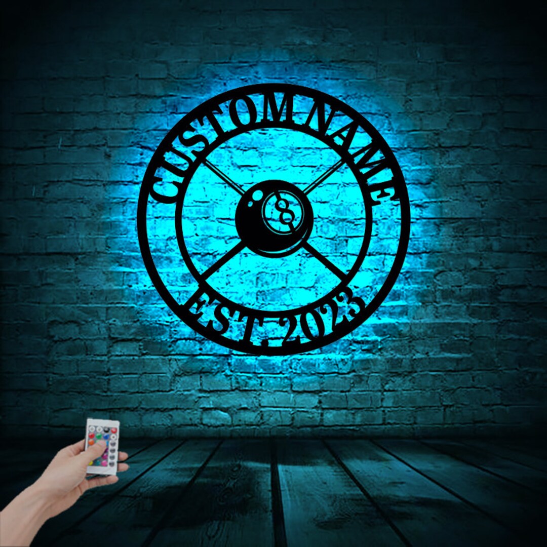 Custom Billiards Room Sign: Wooden Wall Art With LED Light - Etsy