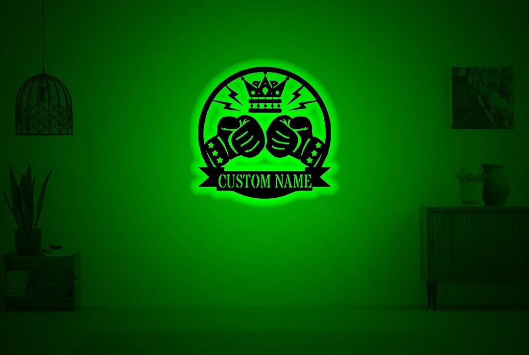 Personalized Boxing Gloves Wood Sign With RGB LED Light - Gym Decor - Etsy