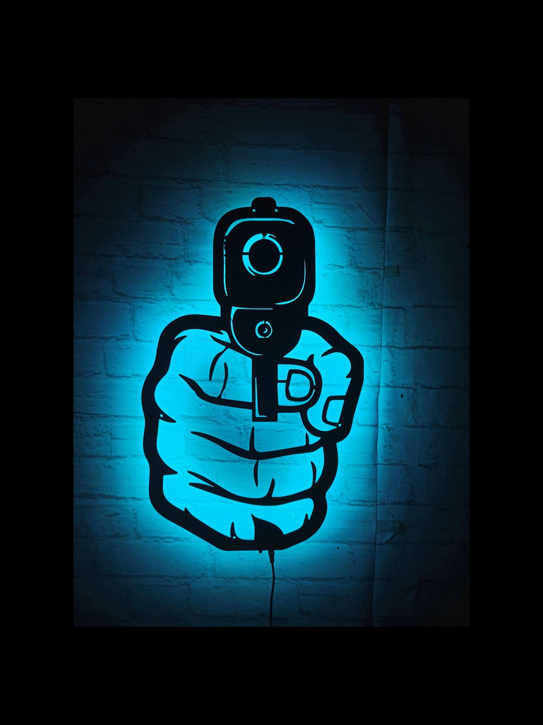 Gun Model Weapon Lighted up Wall Art With RGB Color Changing Led, Wood ...