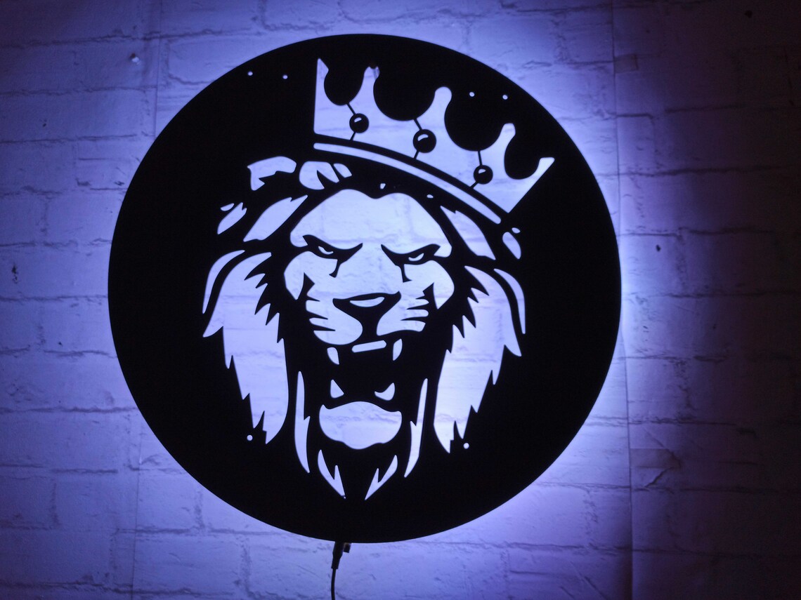 King Lion Lighted up Wall Art With RGB Color Changing Led - Etsy